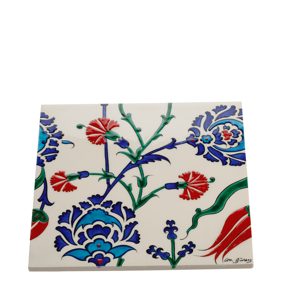 Hatay Motifli Karo Çini Replika 20x20 cm | Muzedenal.com